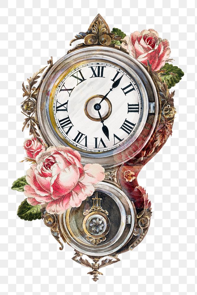 Vintage wall clock png illustration, | Premium PNG Sticker - rawpixel