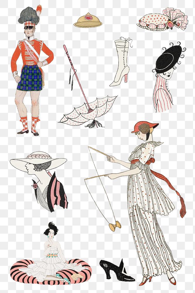 1920s women's fashion png set, | Free PNG - rawpixel