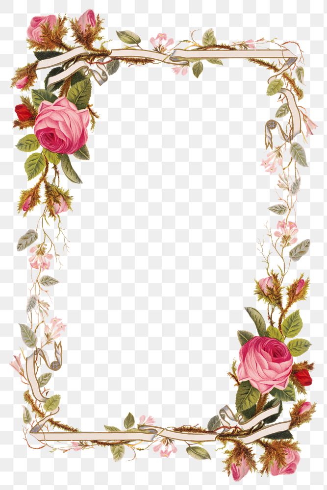 Vintage pink roses png border | Premium PNG - rawpixel
