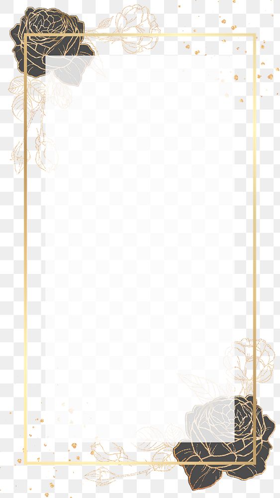 Gold frame with black roses | Premium PNG - rawpixel