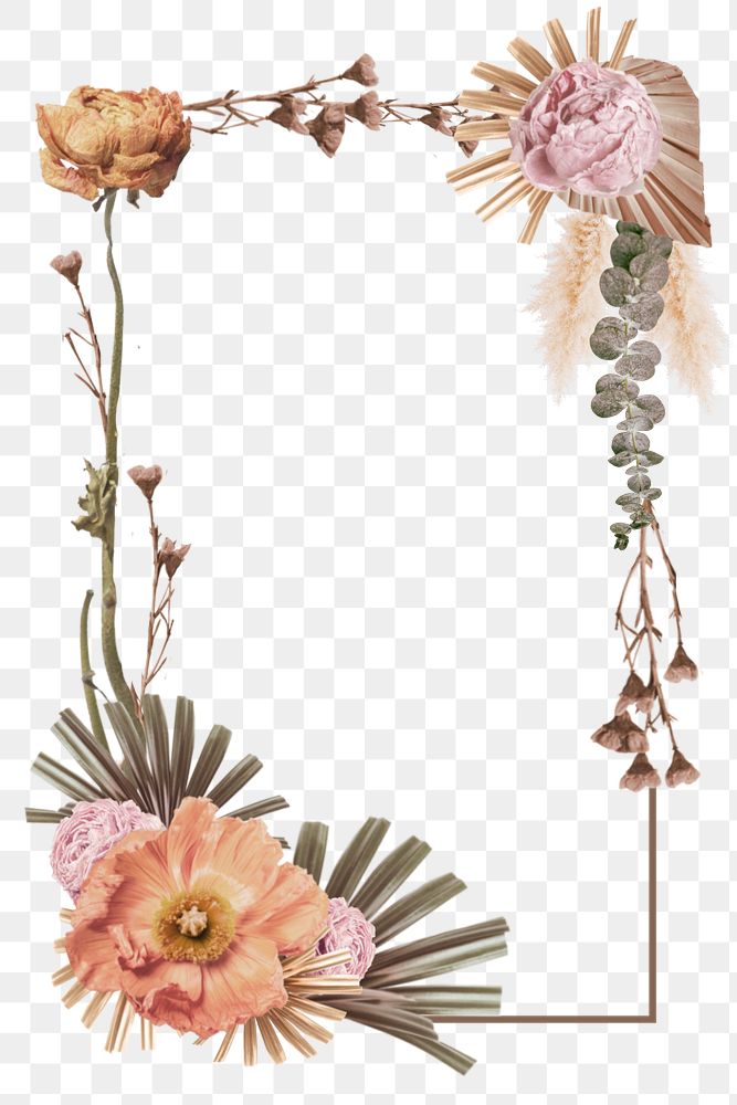 Aesthetic flower frame png sticker, | Premium PNG - rawpixel