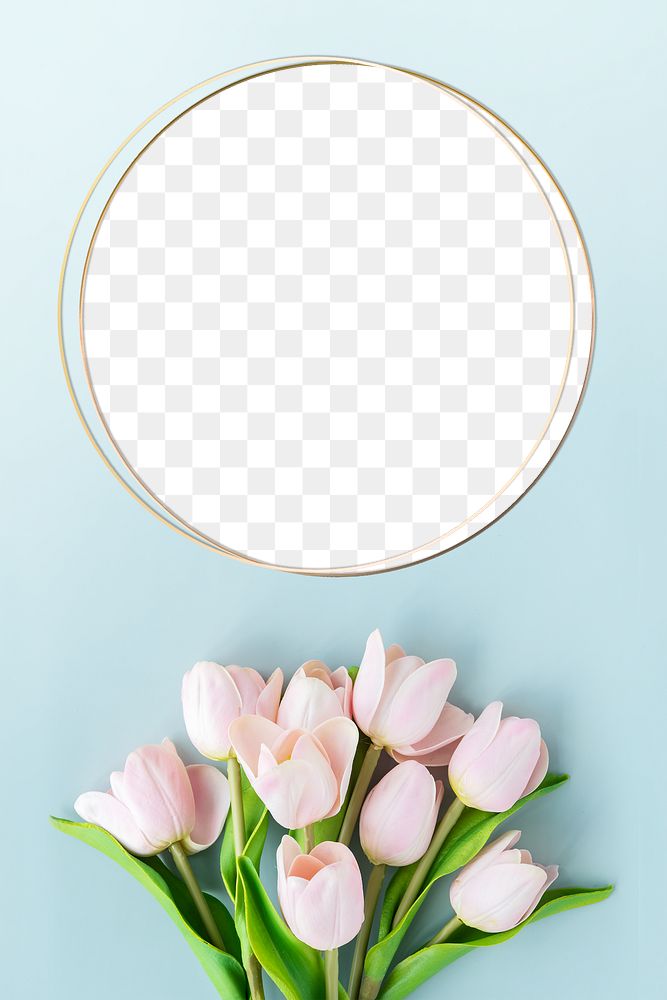 Round golden tulip frame design | Premium PNG - rawpixel