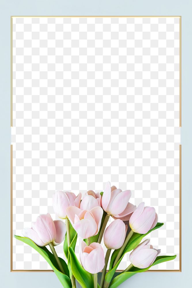 Golden blooming tulip frame design | Free PNG - rawpixel
