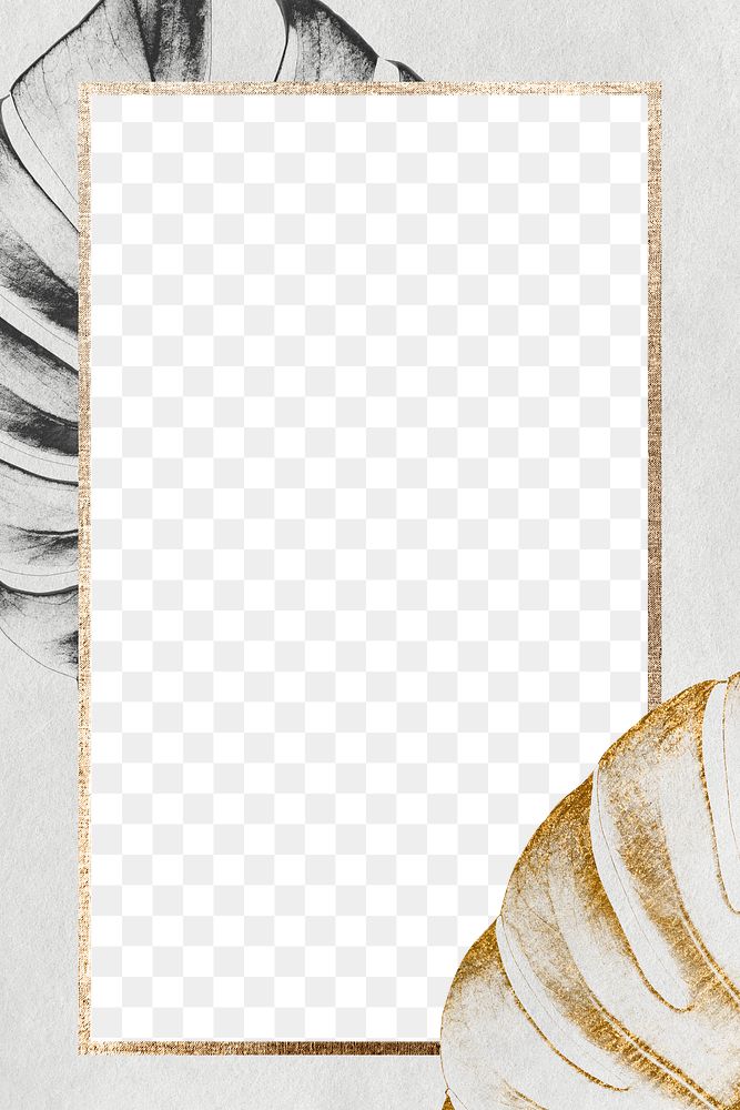 Golden monstera leaves frame design | Free PNG - rawpixel