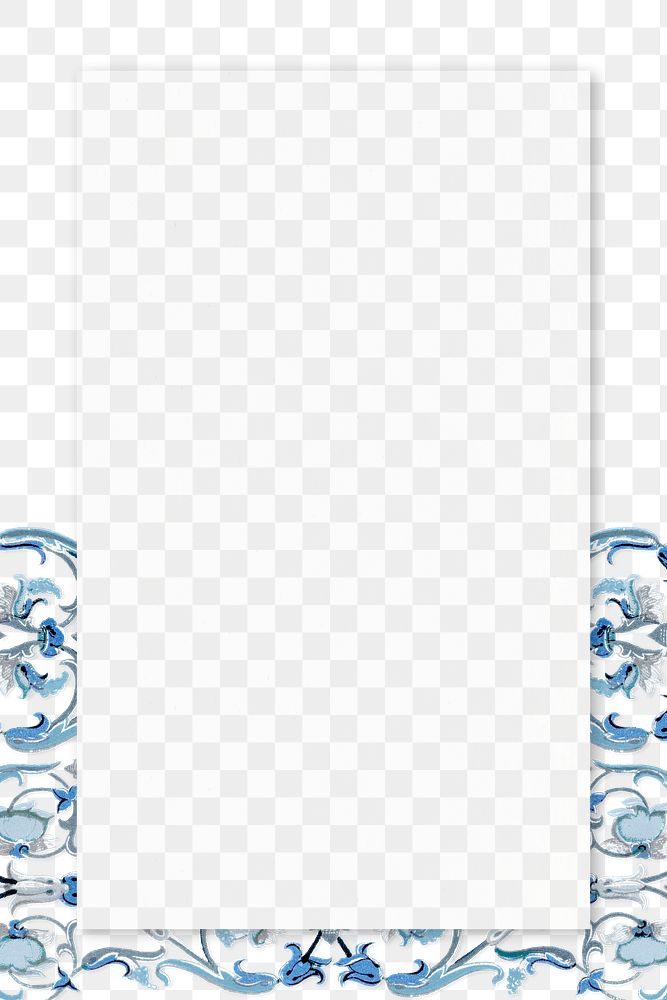 Floral patterned rectangle frame in navy | Free PNG - rawpixel