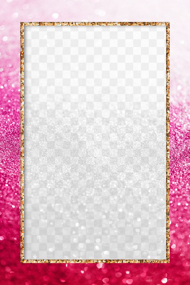 Golden frame on pink sequin | Premium PNG - rawpixel