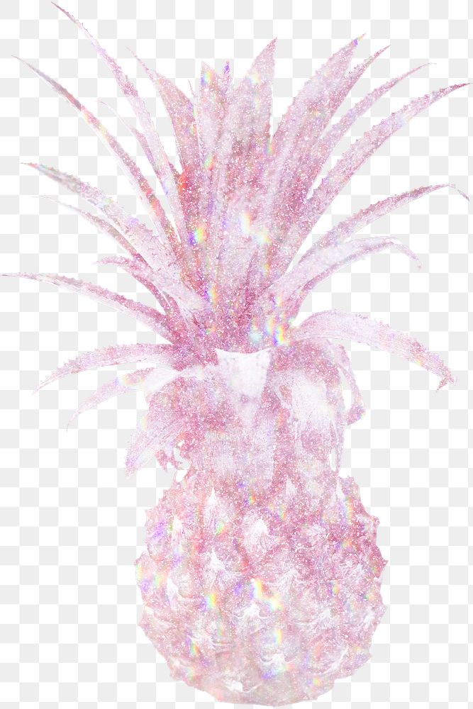 Pink holographic pineapple sticker design | Free PNG Sticker - rawpixel