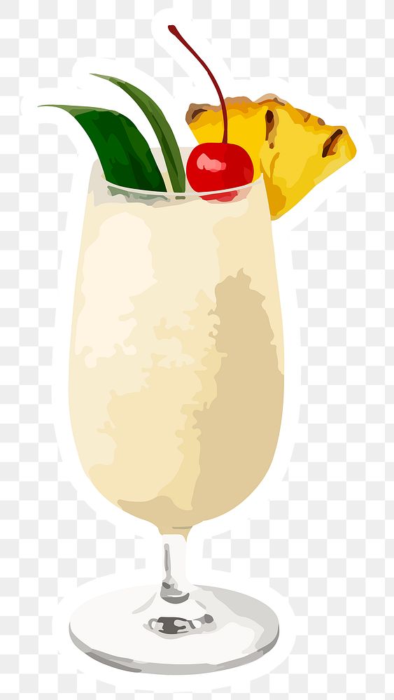 Vectorized Pina Colada sticker with a white | Free PNG Sticker - rawpixel