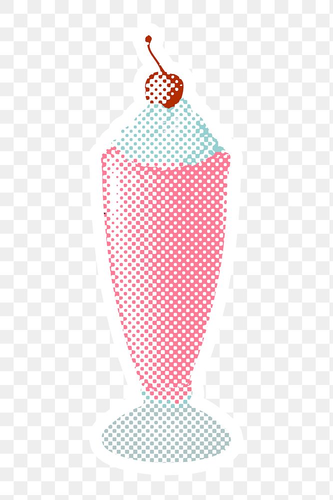 Halftone strawberry milkshake drink sticker | Free PNG Sticker - rawpixel