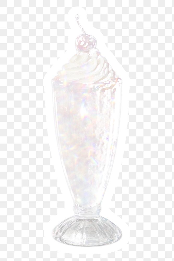 Silvery holographic milkshake sticker with a white | Free PNG Sticker ...