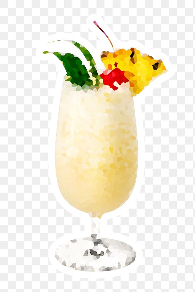 Crystallized style piña colada illustration | Free PNG Sticker - rawpixel