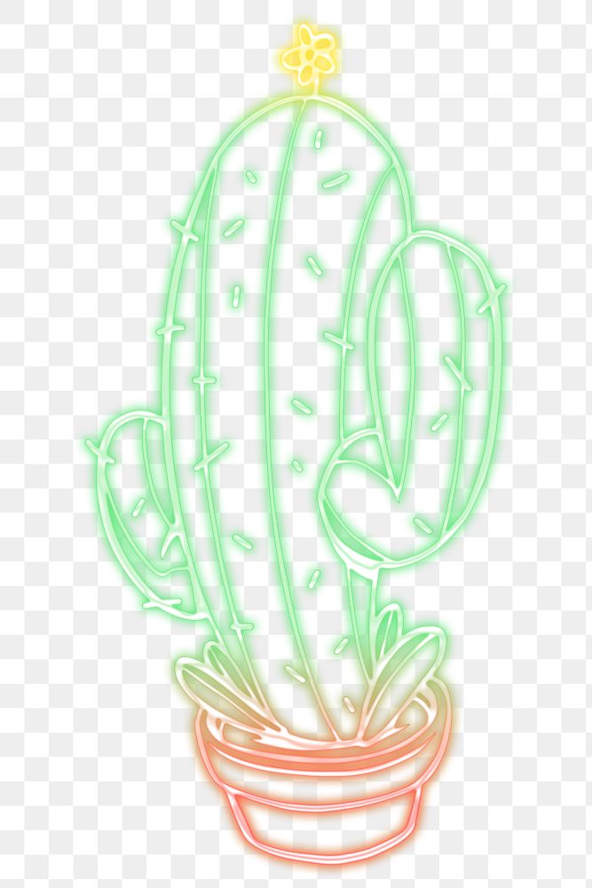 Glowing neon green saguaro cactus | Free PNG Sticker - rawpixel