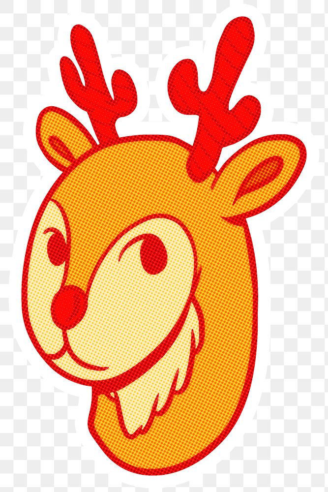 Cute reindeer sticker with a white | Free PNG Sticker - rawpixel