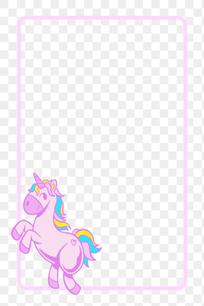 Rectangle frame pink unicorn design | Free PNG - rawpixel
