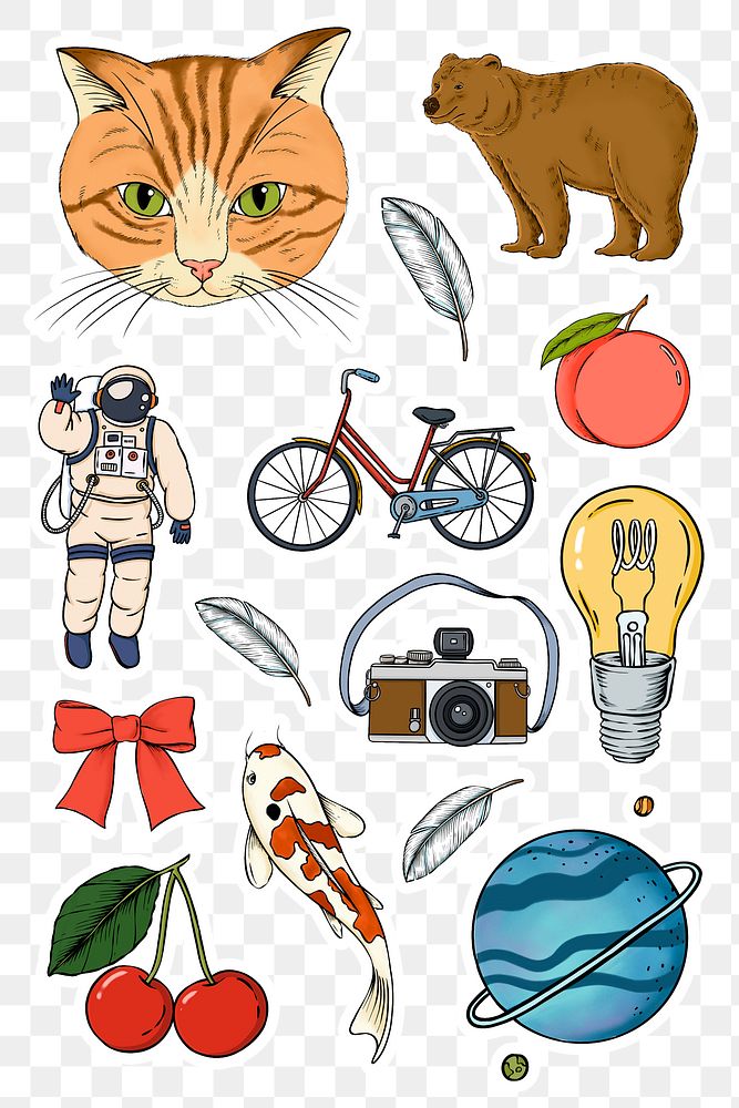 Colorful mix stickers set design | Premium PNG - rawpixel