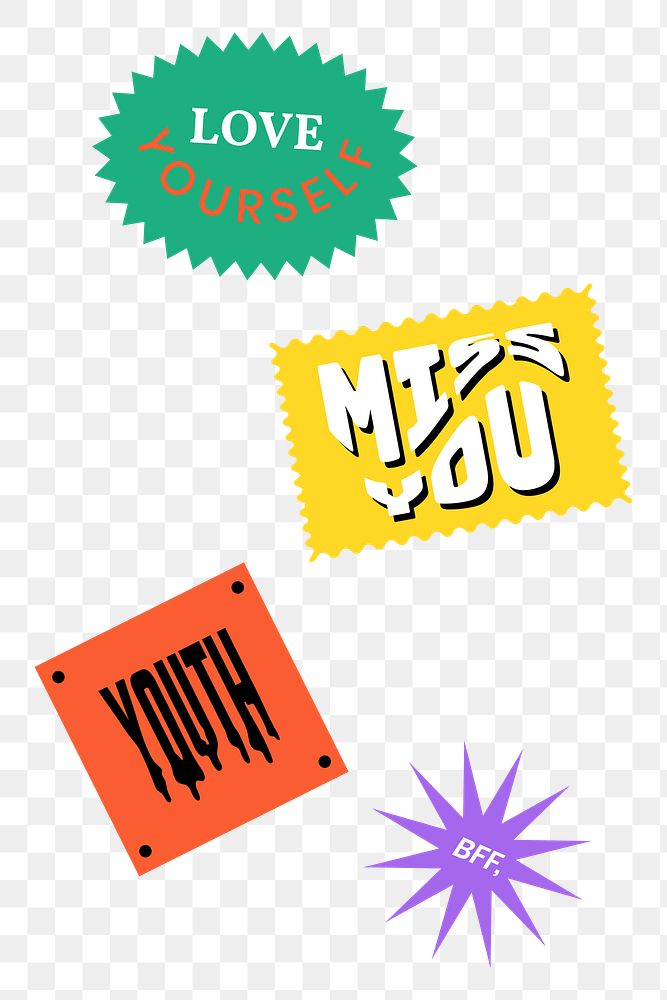 Retro word sticker png collection | Free PNG - rawpixel