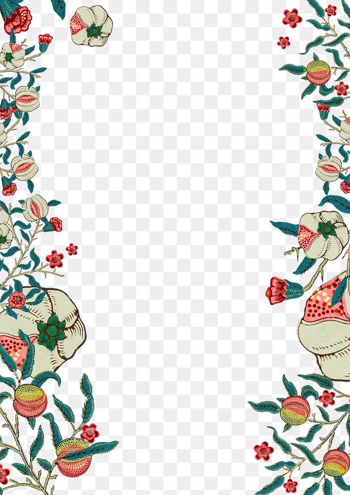 Vintage leaves, flower side frame | Free PNG - rawpixel