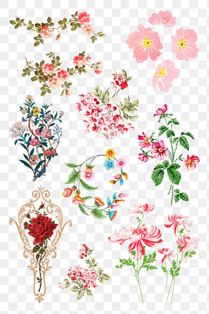 Png Vintage Sticker Colorful Flowers | Free Png - Rawpixel