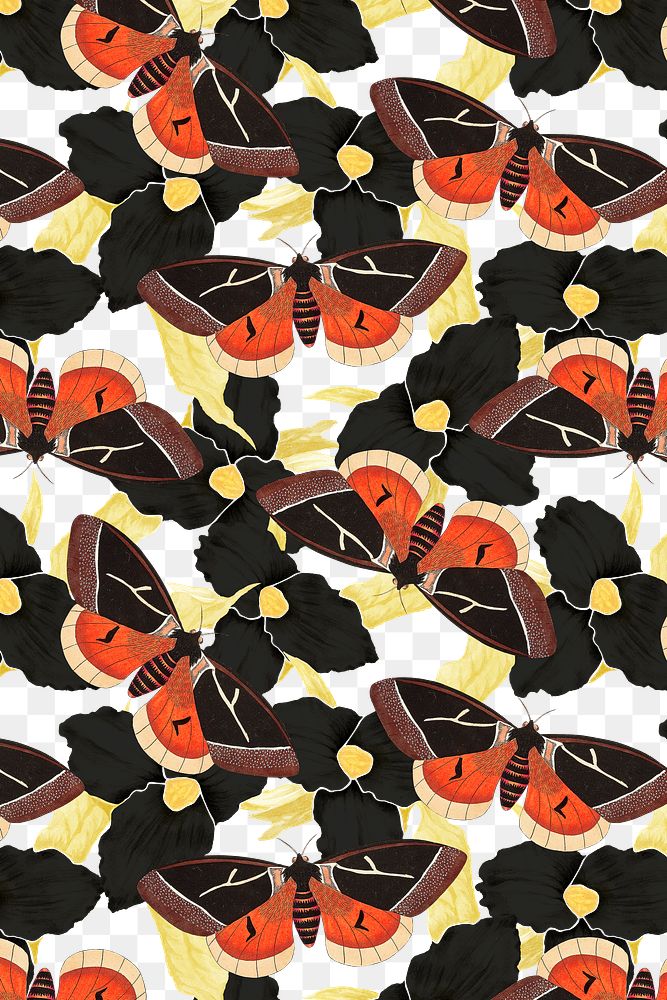 Flower and butterfly abstract pattern | Free PNG - rawpixel