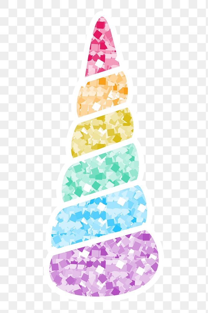 Glittery rainbow unicorn horn design | Premium PNG Sticker - rawpixel