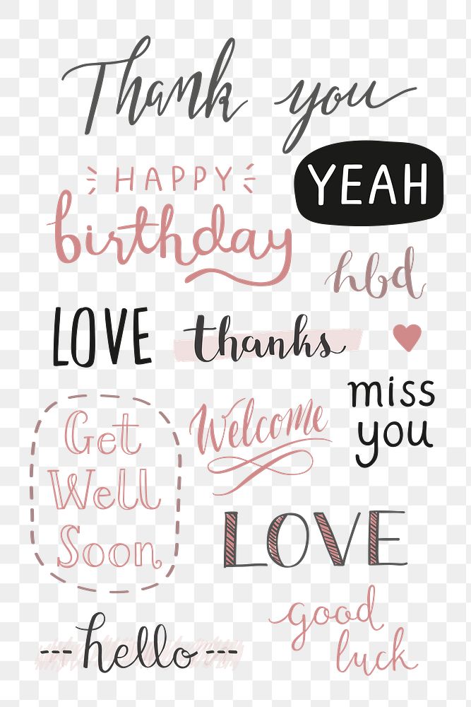 Png cute calligraphy stickers transparent | Premium PNG - rawpixel
