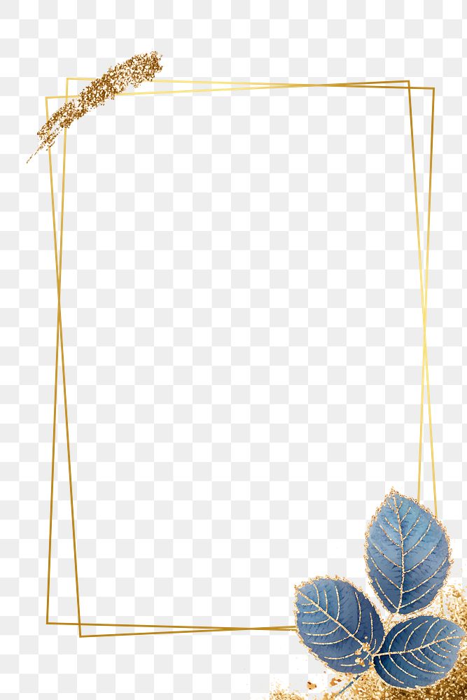 Leafy golden rectangle frame design | Premium PNG - rawpixel