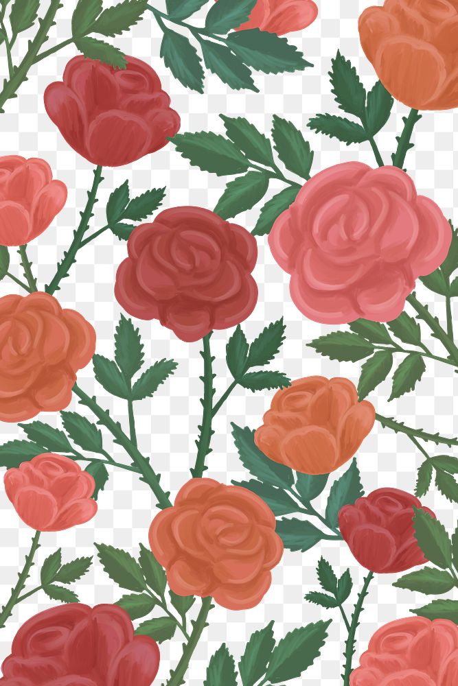 Hand drawn rose pattern transparent | Free PNG - rawpixel