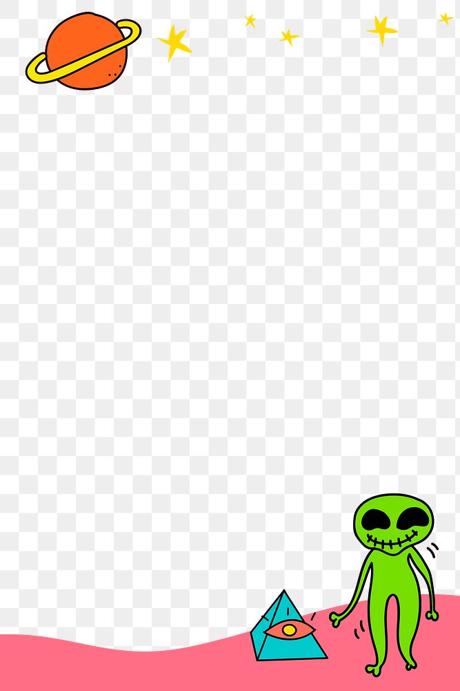 Frame with alien and planet | Free PNG - rawpixel