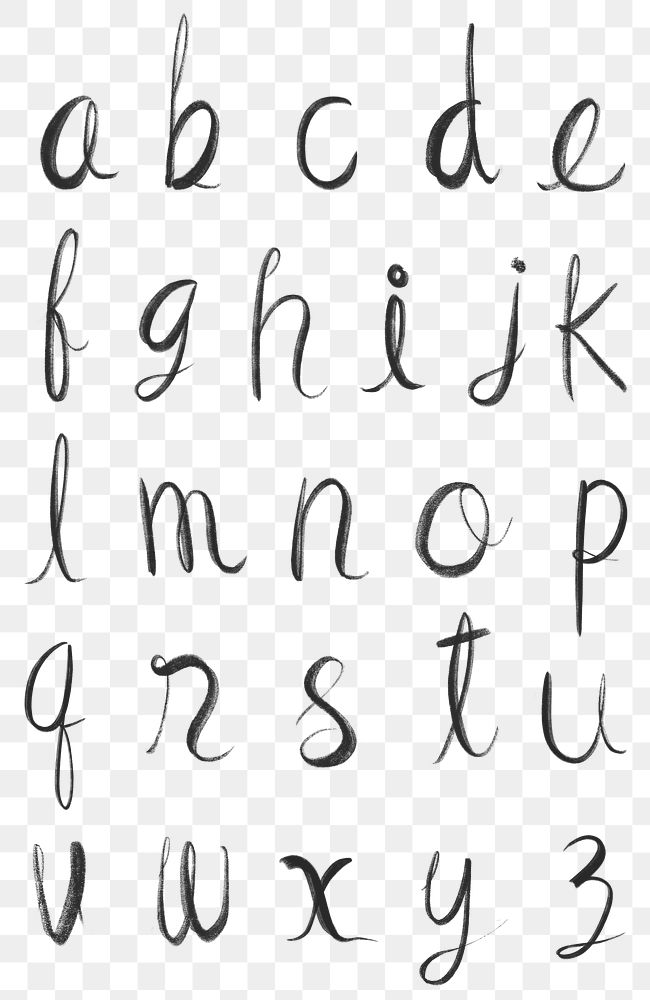 Png calligraphy lowercase alphabet set | Free PNG - rawpixel