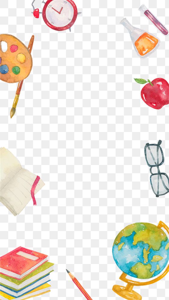 PNG watercolor frame of classroom | Free PNG - rawpixel