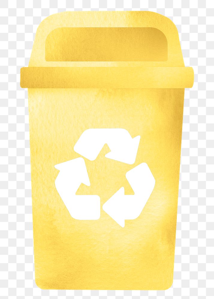 Bin png recycling trash with yellow | Premium PNG Sticker - rawpixel