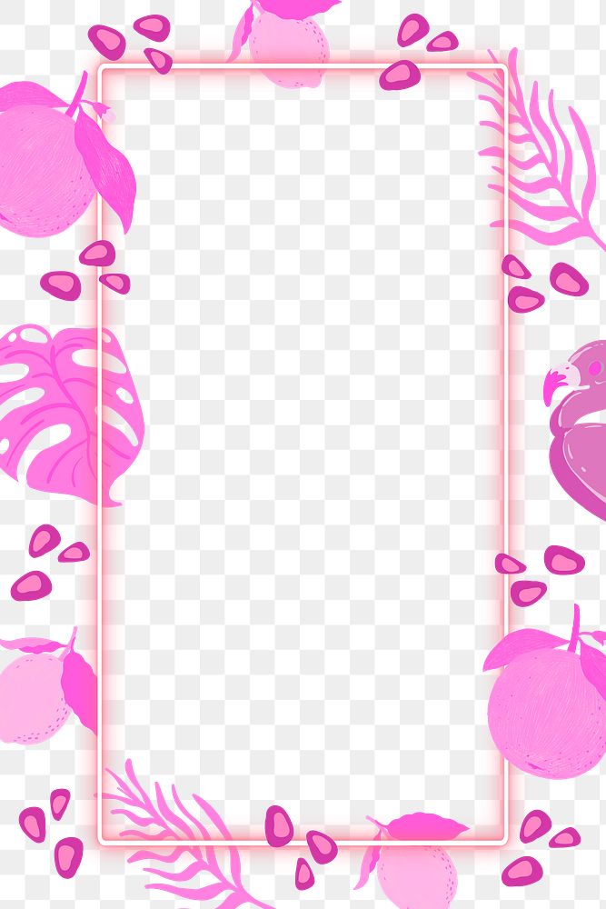Tropical rectangle neon pink frame | Free PNG - rawpixel