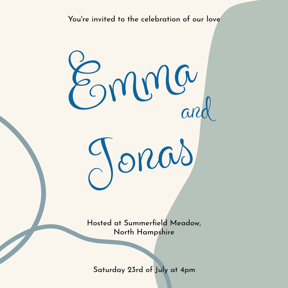 Wedding invitation Facebook post template, | Premium Editable Template ...