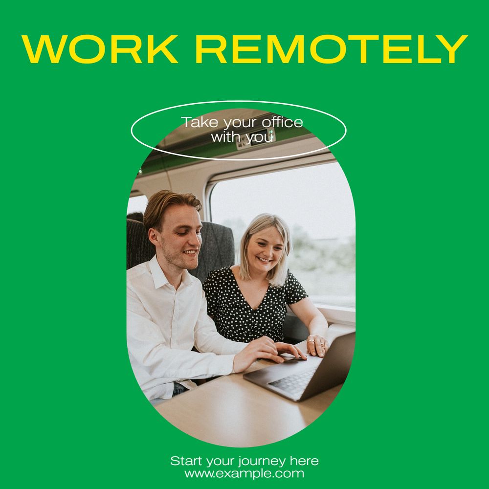 Remote working Instagram post template, | Premium Editable Template ...