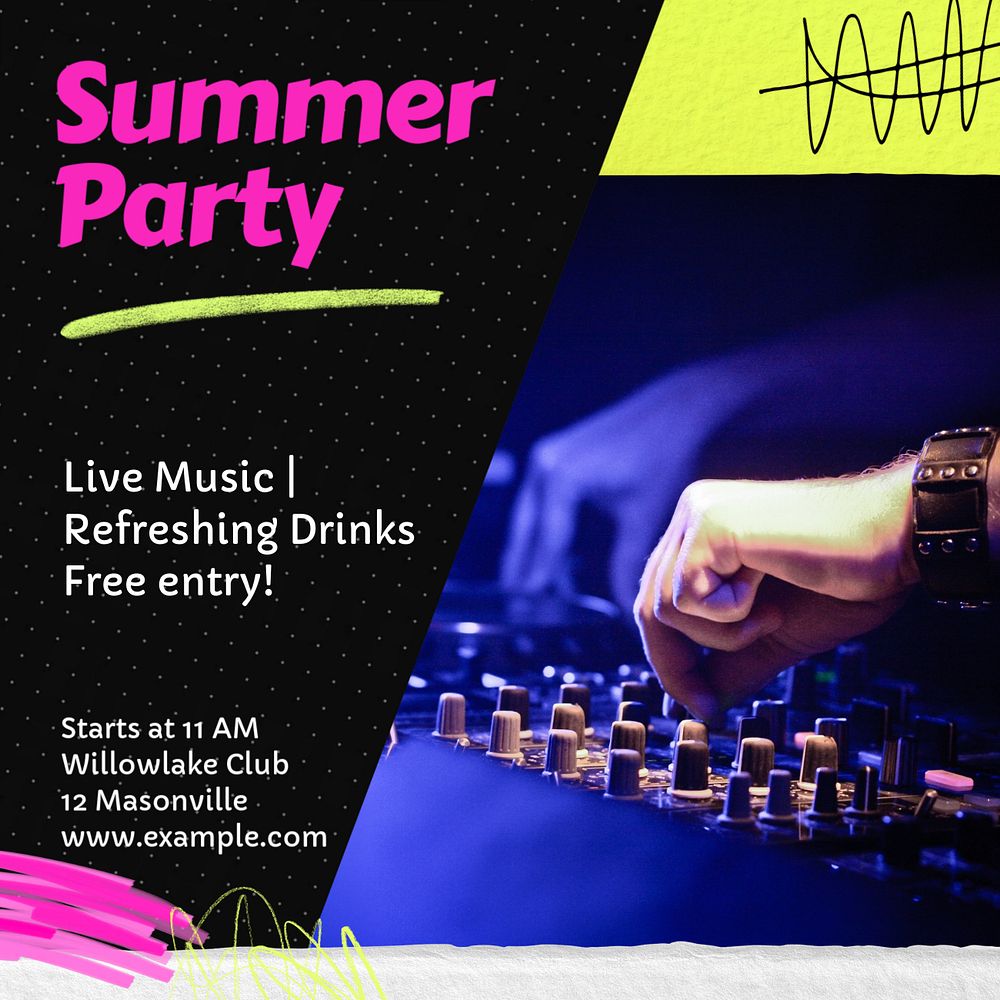 Summer party Facebook post template, | Premium Editable Template - rawpixel