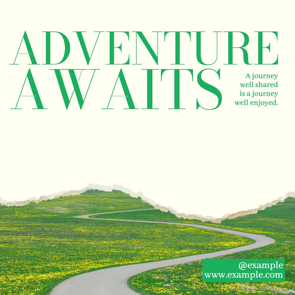 Adventure awaits Instagram post template, | Premium Editable Template ...