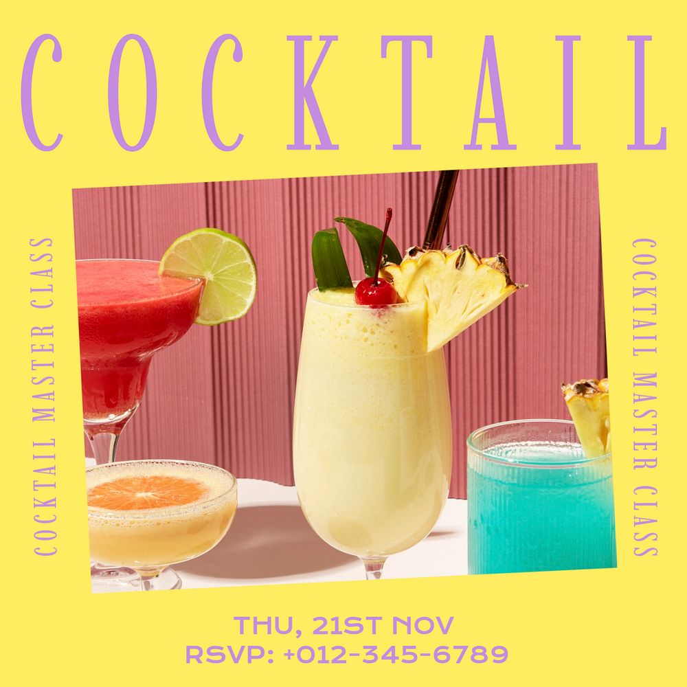 Cocktail master class Instagram post | Premium Editable Template - rawpixel