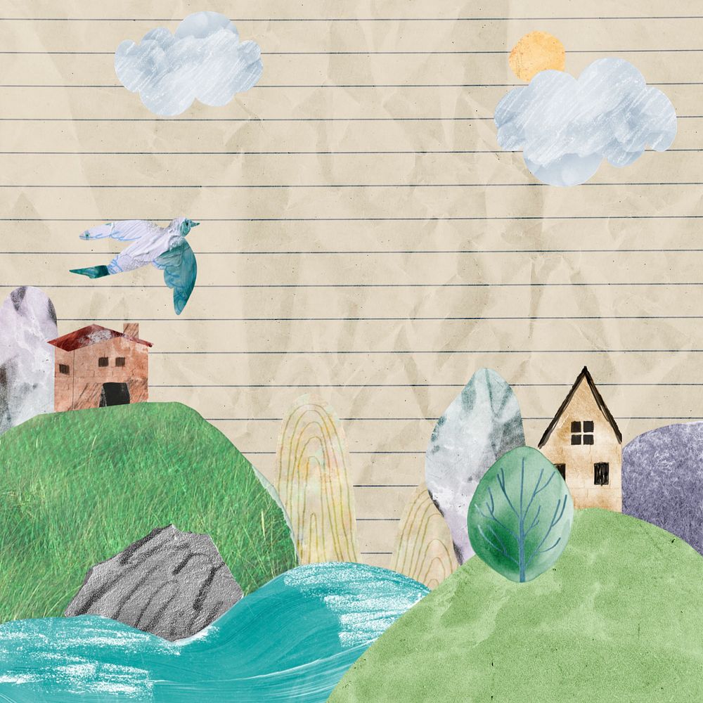 Nature paper collage background, river | Premium Editable Design - rawpixel