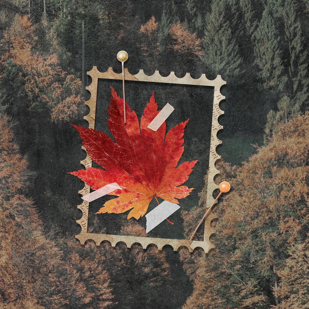 Editable Autumn postage stamp, vintage | Free Editable Design - rawpixel