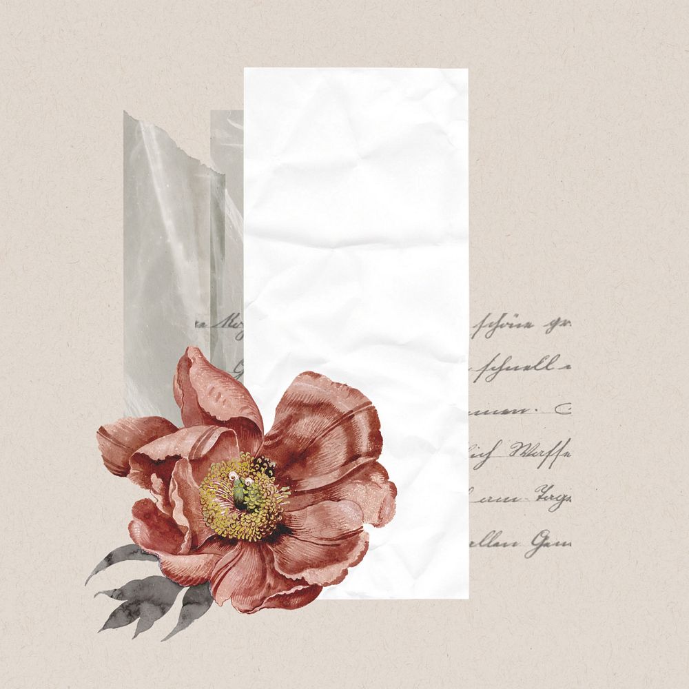 Vintage pink flower, note paper | Premium Editable Design - rawpixel