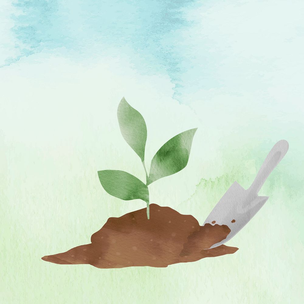 Sapling & tree planting watercolor | Premium Editable Design - rawpixel