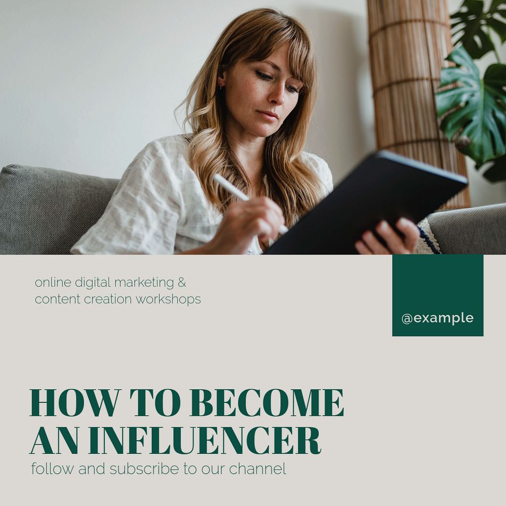 Become an influencer Instagram post | Premium Editable Template - rawpixel