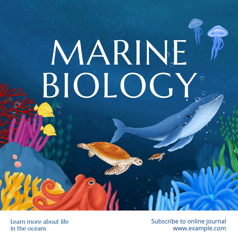 Marine biology Instagram post template, | Premium Editable Template ...