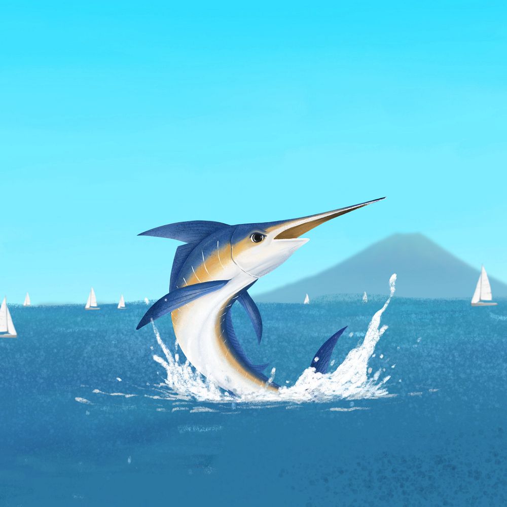 Swordfish blue background, customizable aesthetic | Free Editable ...