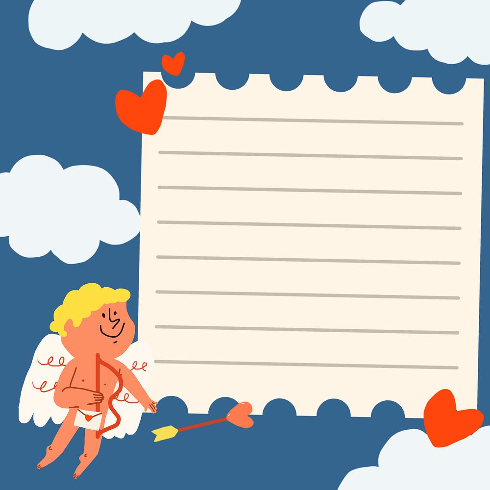 Cupid & paper note doodle | Free Editable Design - rawpixel