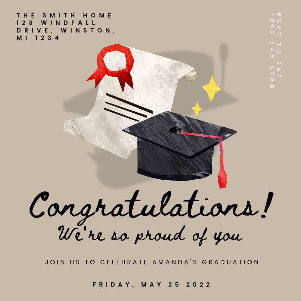 Graduation party Instagram post template, | Premium Editable Template ...