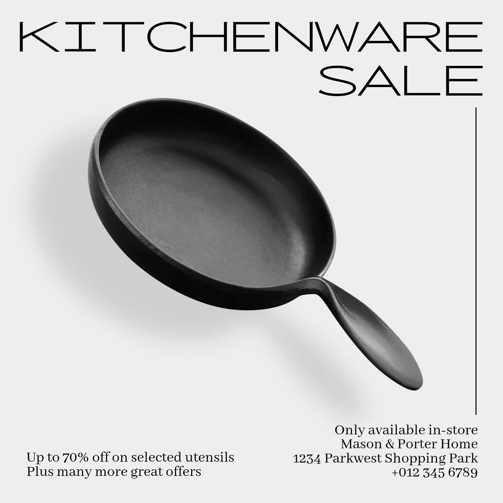 Kitchenware sale Instagram post template, | Premium Editable Template ...