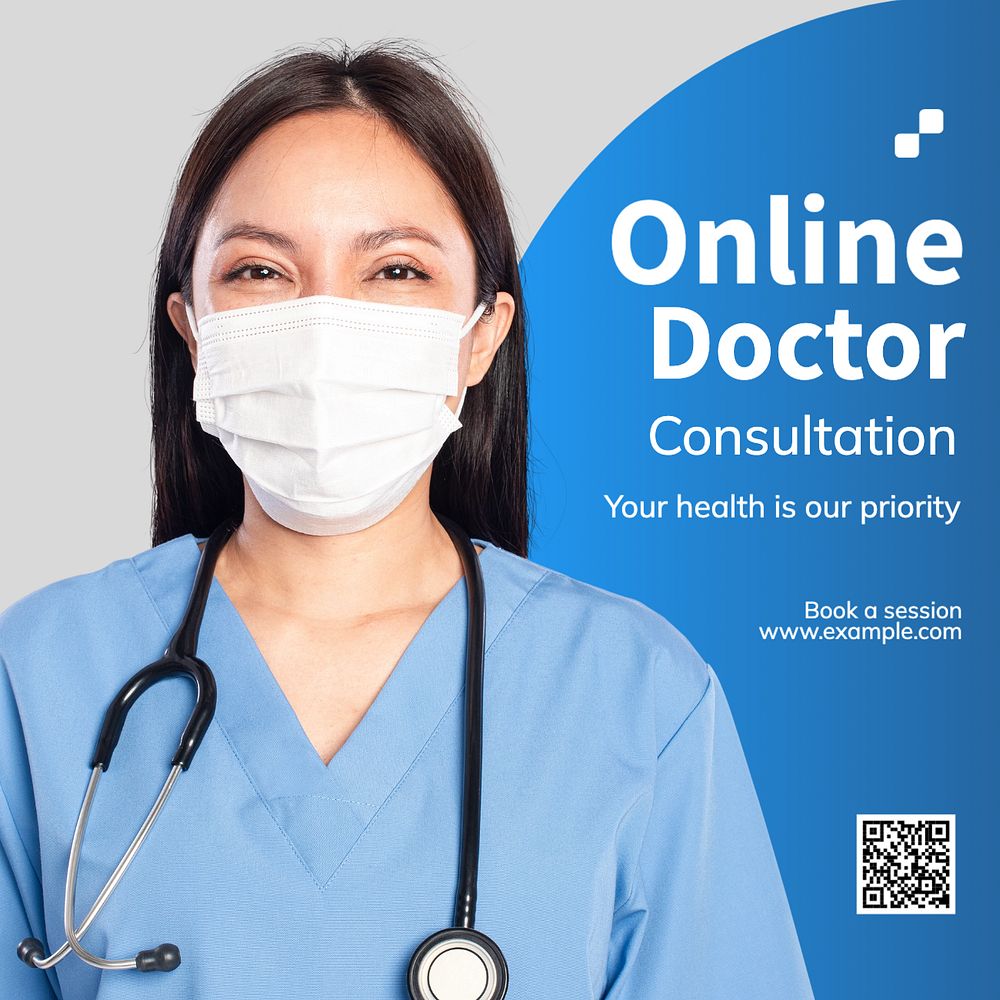 Online doctor Instagram post template, | Premium Editable Template ...