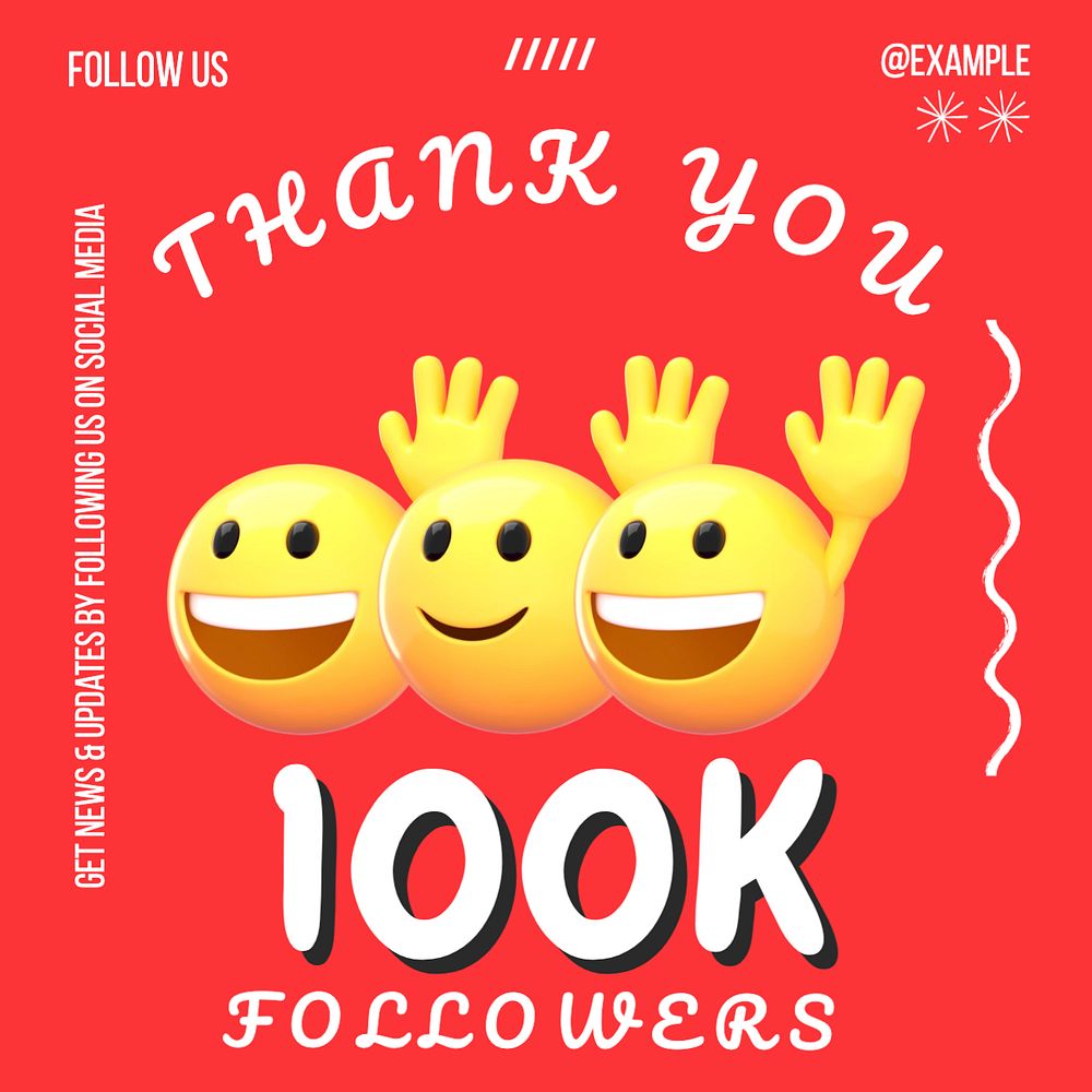 100k followers Instagram post template, | Premium Editable Template ...