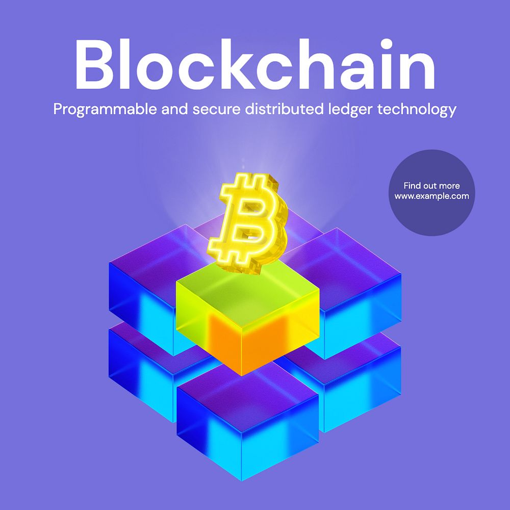 Blockchain Instagram post template, editable | Premium Editable ...